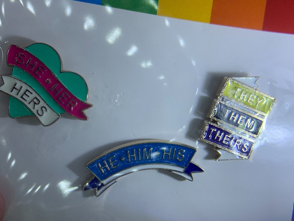 LGBTQ Pin Badge Gender Identity Pronoun Enamel NOSWT Vintage Tack Pins ...