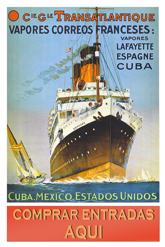 OCEAN LINERS 2148-SS Espagne -Compagnie Générale Transatlantique Poster ...