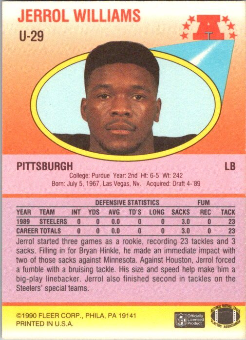 1990 Fleer Update #U-29 Jerrol Williams | eBay