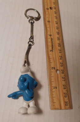 Keychain Smurfs Schleich Peyo Laughing Jokey Smurf Pointing Vintage ...