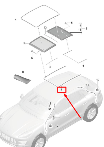 Joint intérieur de vitre de toit ouvrant PORSCHE MACAN 95B 95B.877.439 ...