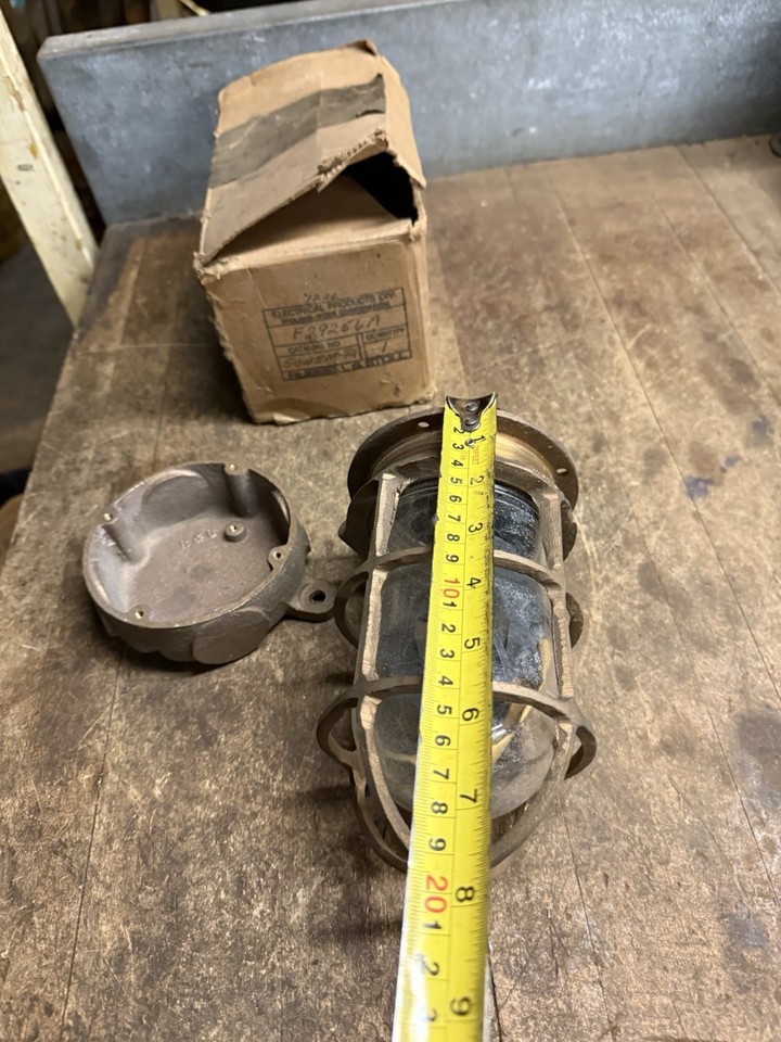 New NOS Russell & Stoll Nautical Ship Explosion Proof Brass Cage Lamp ...