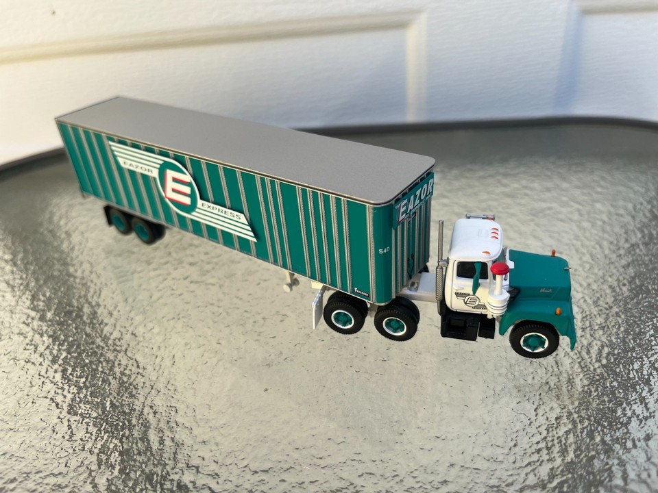 ATHEARN HO 1/87 MACK R TRUCK w 40' EXTERIOR POST TRAILER EAZOR EXPRESS ...