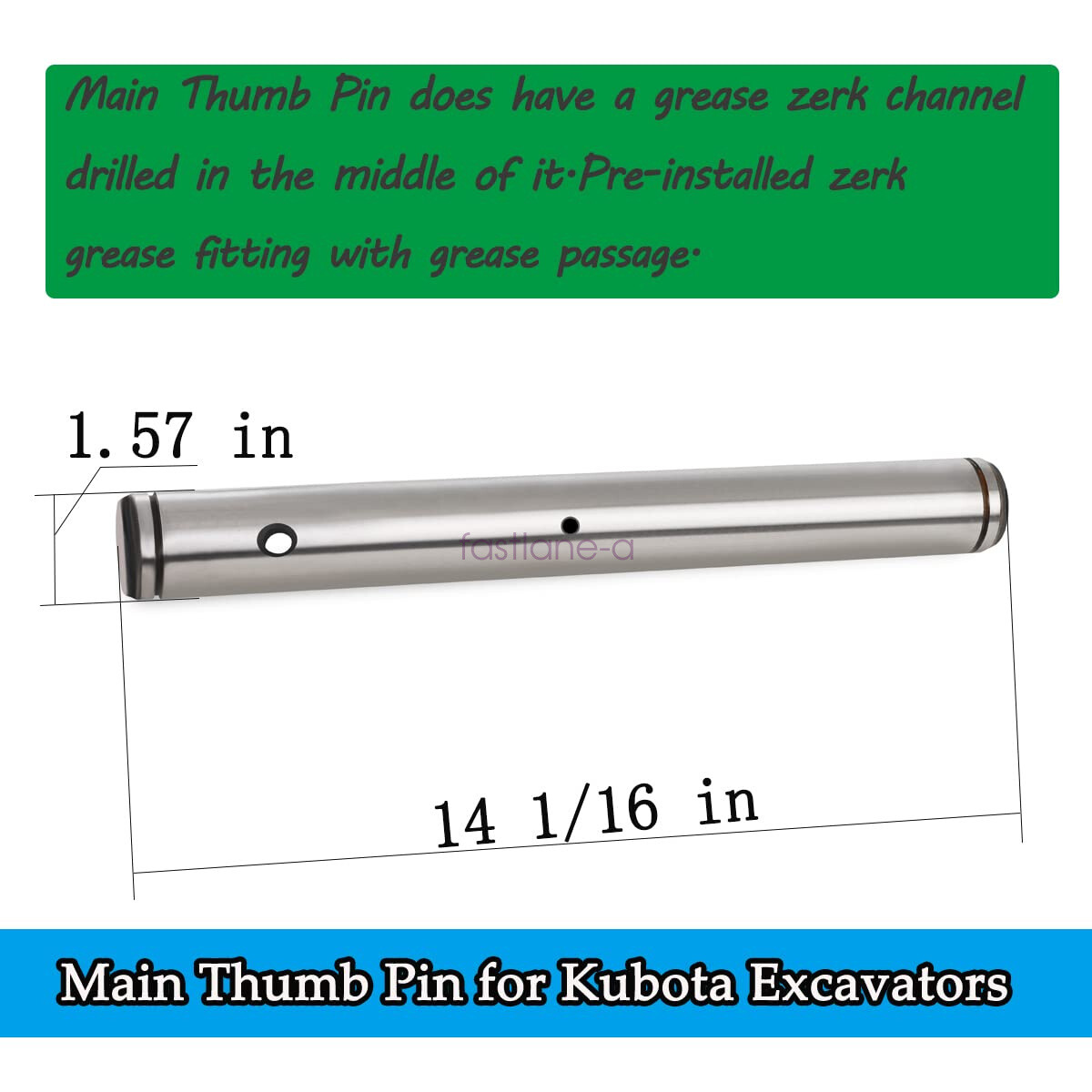 Greaseable Main Thumb Pin FitsKUBOTA KX121 KX91 KX71 U35 77700-00482 ...