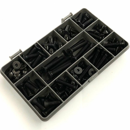 100 ASSORTED M6 HIGH TENSILE SELF COLOUR BLACK CSK COUNTERSUNK SOCKET ...