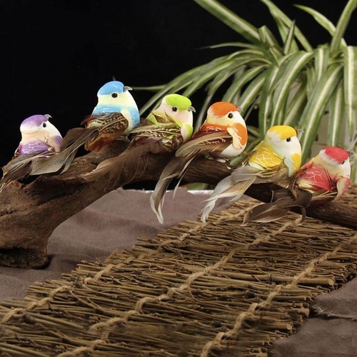6PCS Multicolor Artificial Bird Model Vivid Simulation Sparrow Indoor ...