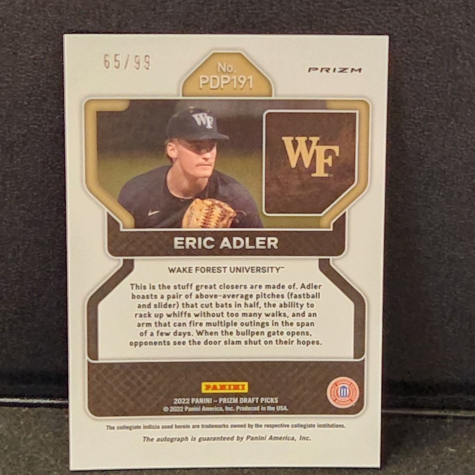 Eric Adler 2022 Prizm Draft Picks Blue Prizm Auto 65/99 | eBay