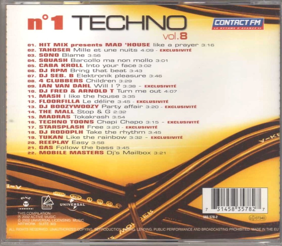 Compilation - N°1 Techno Vol. 8 - CD - 2002 - Techno Dance Trance Panic Records | eBay