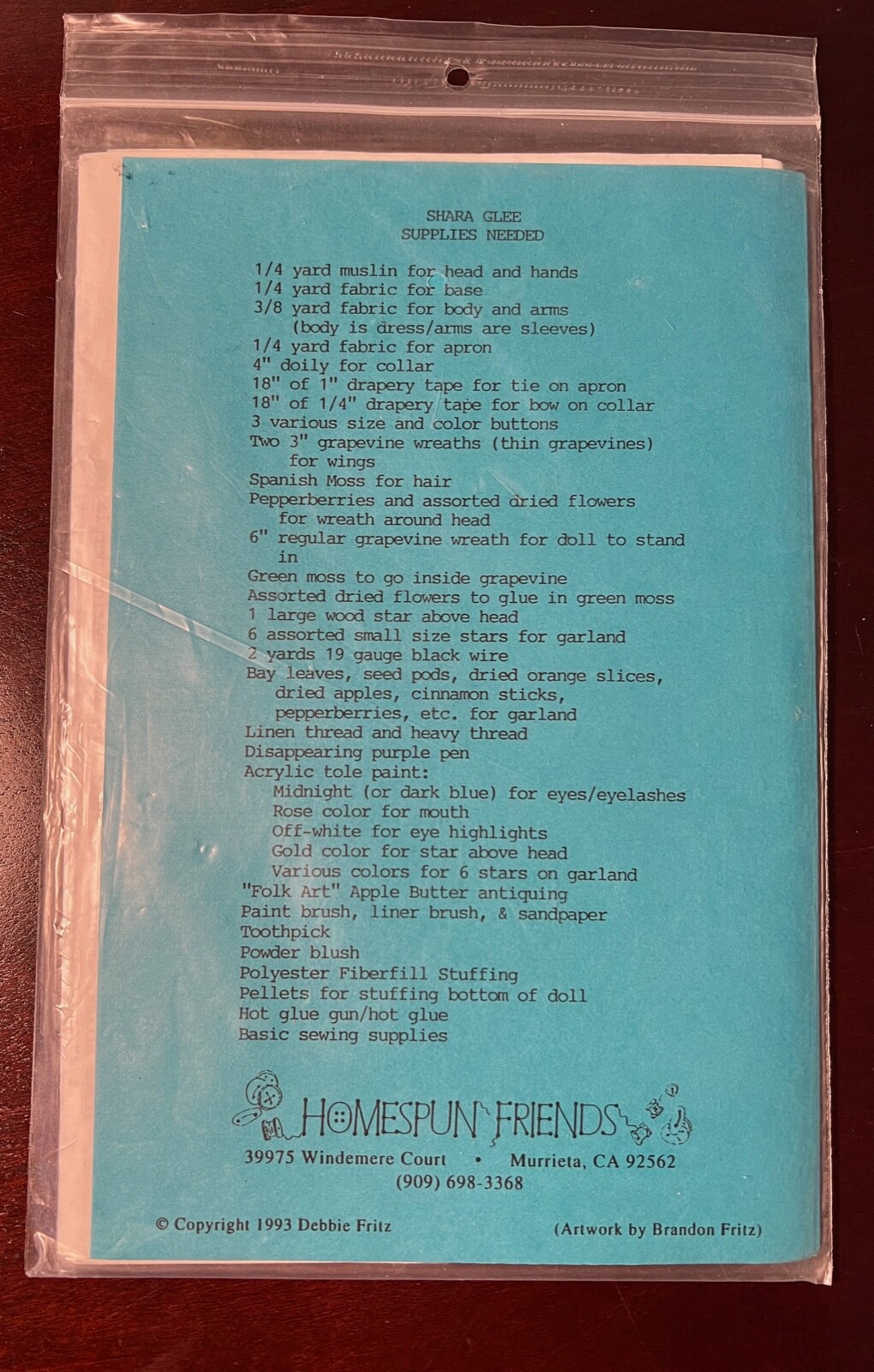 VTG Homespun Friends #115 Sew Pattern Shara Glee Primitive Angel 20 ...