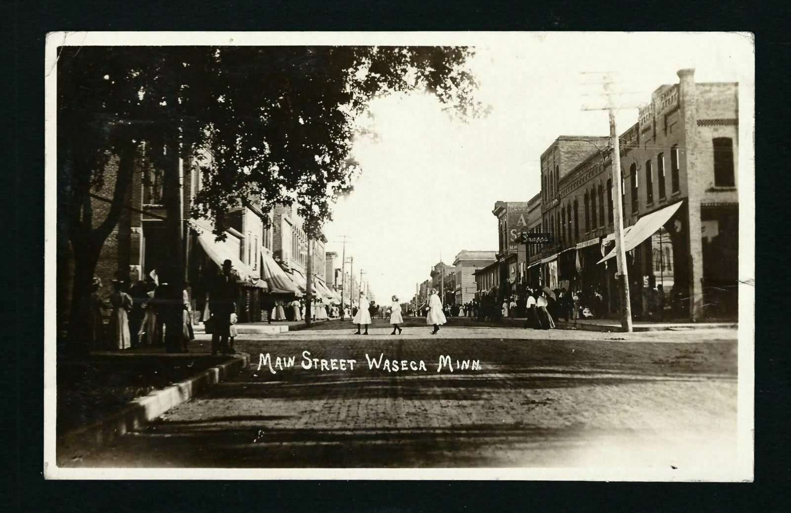 Waseca Minnesota MN 1912 RPPC Brick Main Street, Grapps, LOTS of Ladies ...