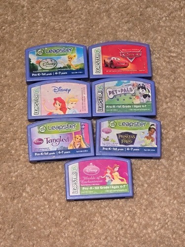 LeapFrog Leapster Lot Of 7 Educational Games Cars Pet Pals Tangled ...