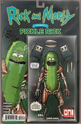 Rick & Morty Pickle Rick #1 Signed Remarqued Non-Omnibus Action Figure ...