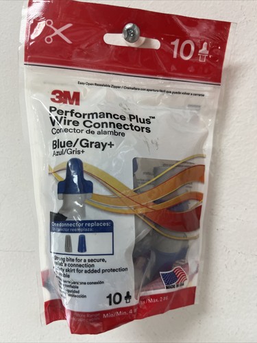 3M Wire Connectors, Blue/Gray Performance Plus Wire Range: 4 #14-2 #6 ...