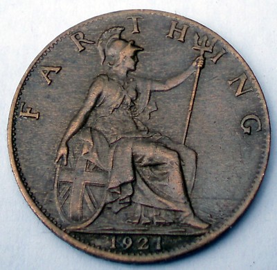 GREAT BRITAIN 1 FARTHING 1921 George V. O6.3 | eBay