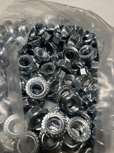 3/8”-16 (200pc) NEW SERRATED FLANGE LOCK NUT / WHIZ NUTS - ZINC PLATED ...