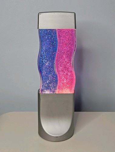 Twin Groovy Glitter Lava Lamp Wavy S-Shaped Blue & Pink Glitter LP-170B ...