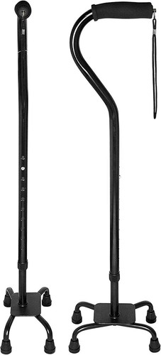 RMS Quad Cane - Adjustable Walking Cane with 4-Pronged Base for Extra ...