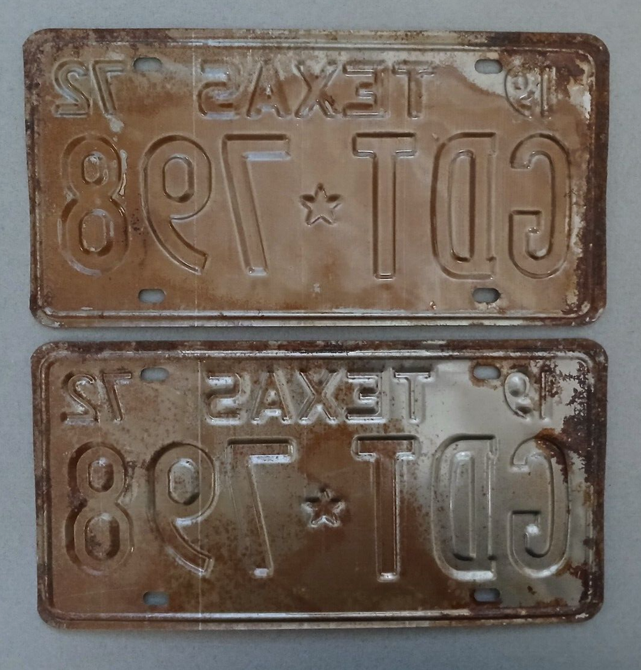 🐾 1972 TEXAS "PASSENGER" LICENSE PLATE PAIR (GDT-798) | eBay