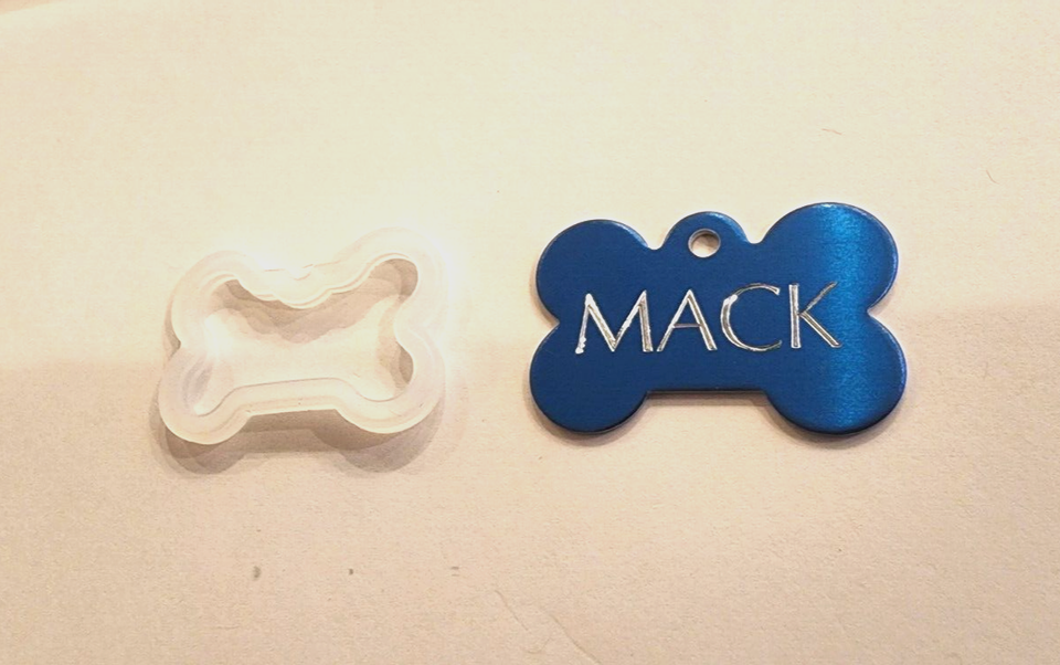 CUSTOM ENGRAVED PET TAG BLUE BONE SHAPE WITH SILENCER DOG PERSONALIZED ...