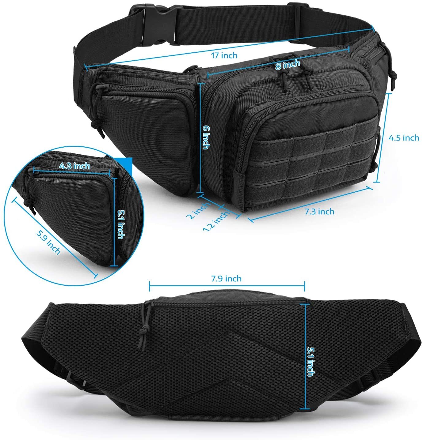 US Tactical Concealed Carry Pistol Fanny Pack Holster Waist Pack Bag ...