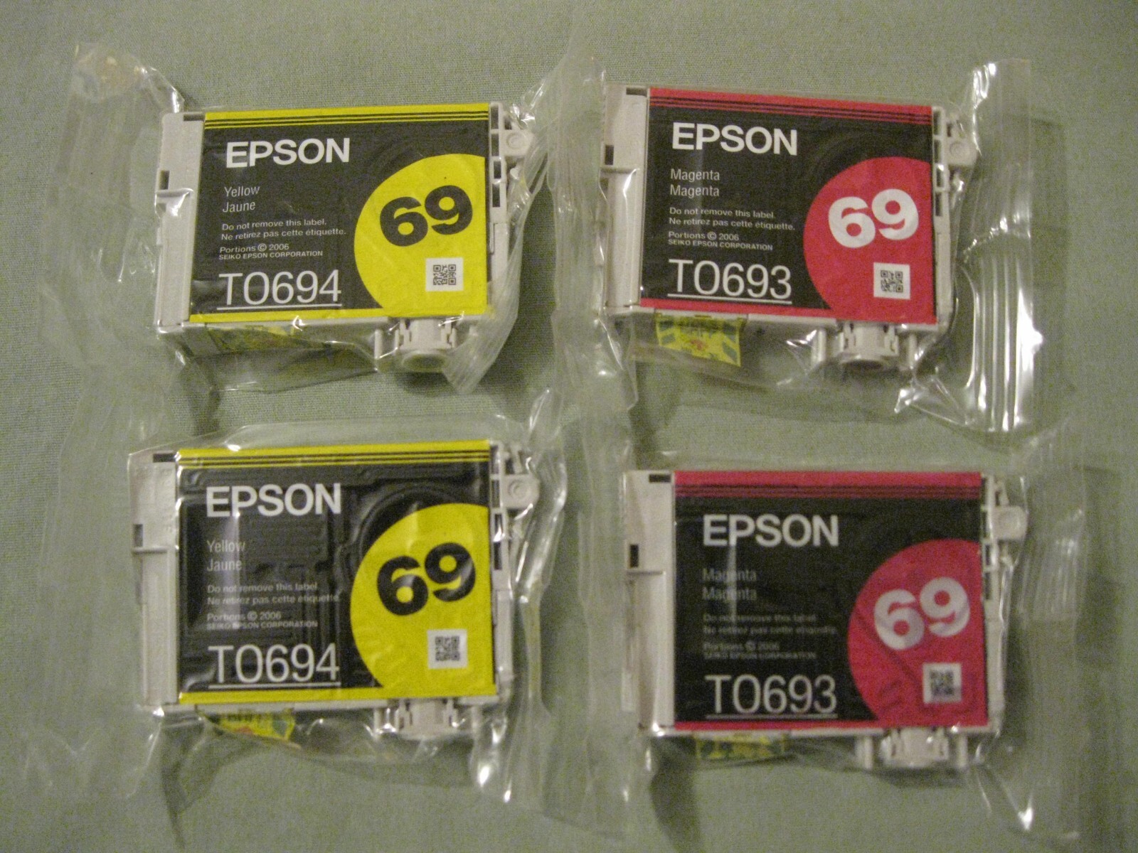 Genuine Epson 69 Color Ink Cartridges -lot of 2 Magenta And 2 Yellow ...