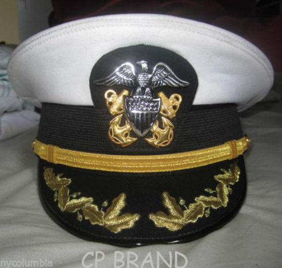 US NAVY COMMANDER CAPTAIN RANK WHITE HAT CAP AUTHENTIC NEW ALL SIZES ...