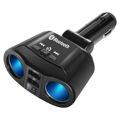USB Car Charger Bluetooth Splitter Cigarette Lighter Fast Charge Switch ...