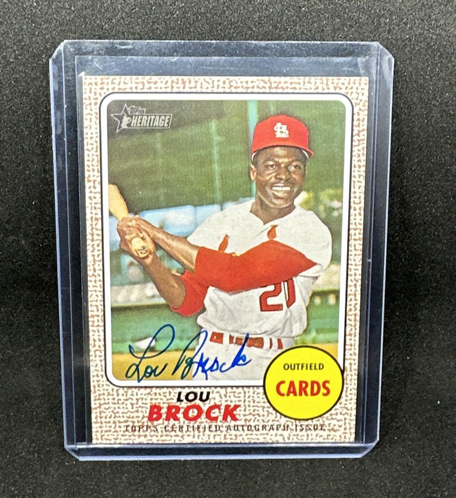 Lou Brock Autograph Card - RARE- Topps Heritage 2017- St. Louis ...