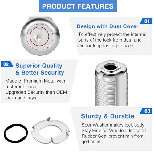 Cylinnda Cabinet Lock with Keys, 2" Extra-Long Cam Locks keyed Alike, 2 ...