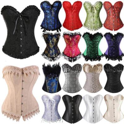 Ladies Corsets and Basques Lace Up lingeries Boned Burlesque Costume ...