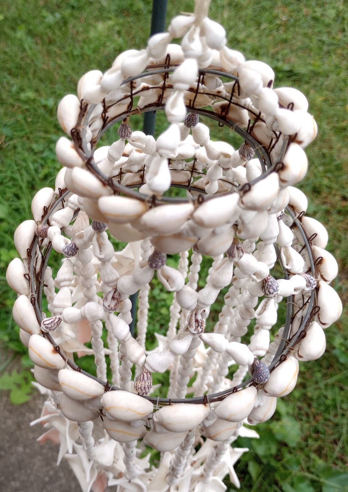 Wind Chimes Sea Shell Macrame Hanging Boho MCM Tiki 24" Whimsical Vtg ...