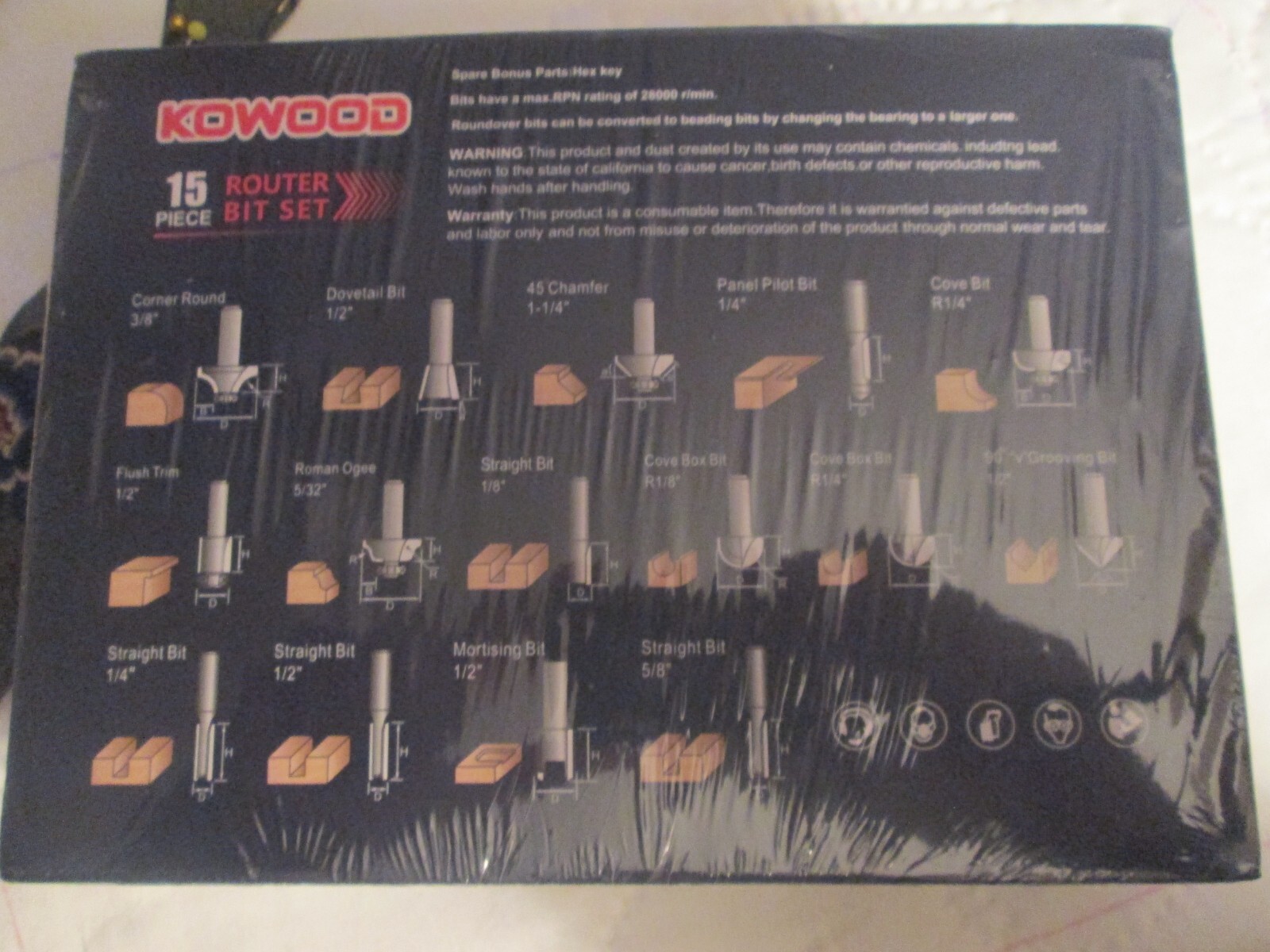 New 15 pc Router Bit Set, Carbide, 1/4" Shank for Woodwork | eBay