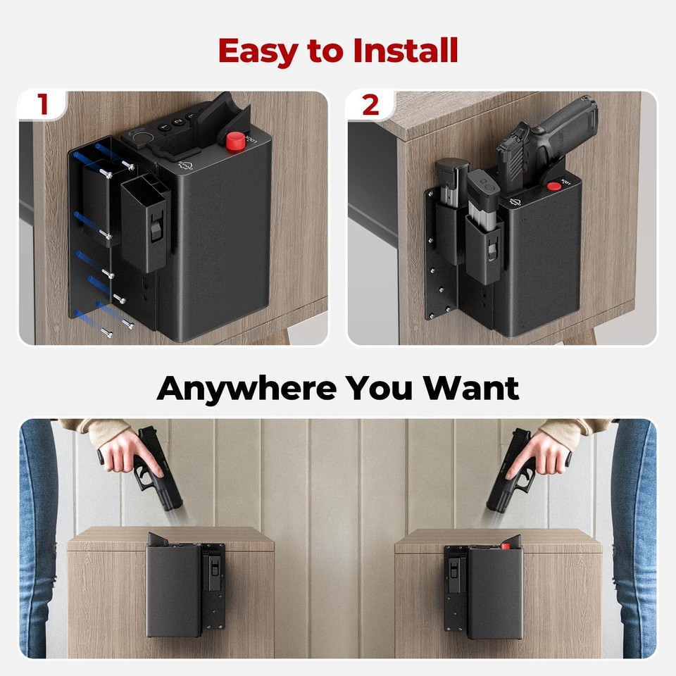 ONNAIS Biometric Pistol Gun Safe – Fast Access Handgun Safe with ...
