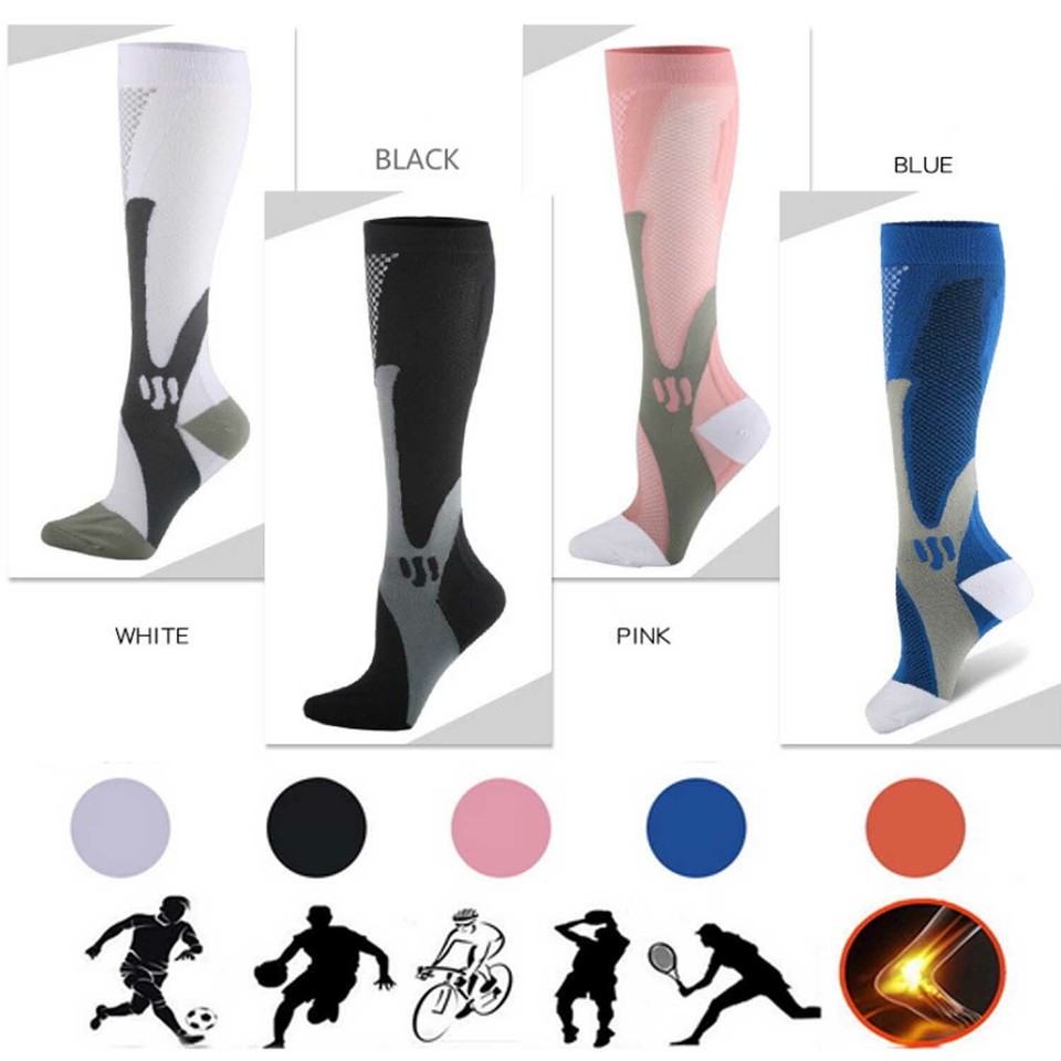 5Pairs Compression Socks 30-40 mmhg Knee High Running Sport Long ...
