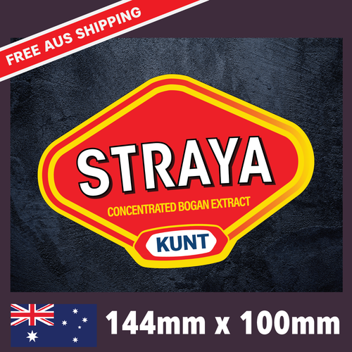 STRAYA Sticker - Decal Safety Funny Joke Boat 4x4 parody Vegemite ...