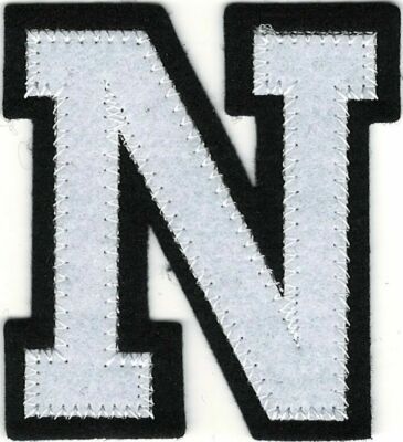 White Black Varsity Letter N Felt Patch 2 3/8" x 2 1/2" | eBay