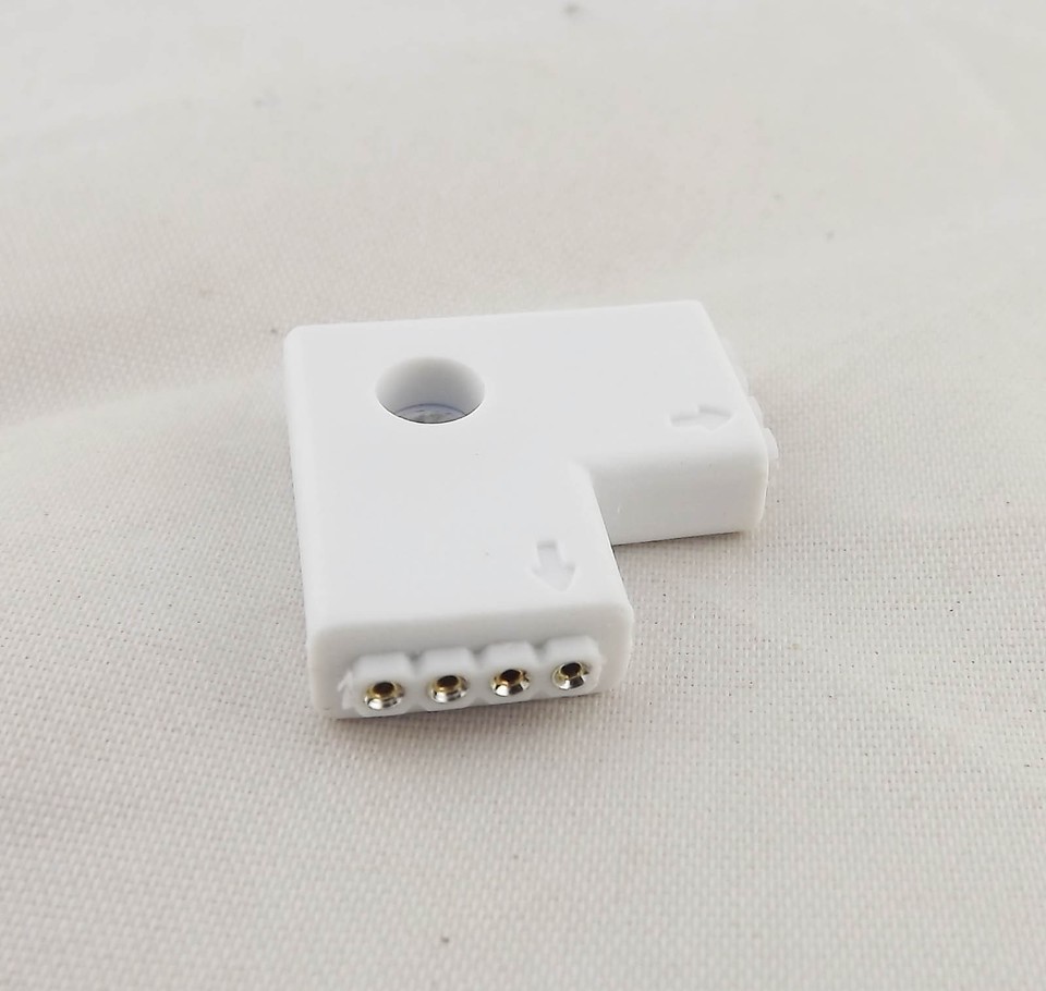 Connector Female 4 Pins 2 way L Shape For Led Strip Light RGB 5050 3528 ...