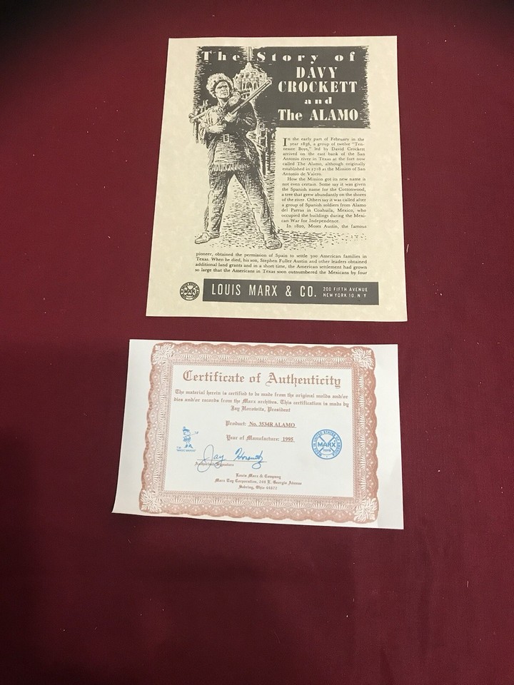 Alamo plus paperwork (Davy Crockett plus Certificate) Plus (Extras) | eBay