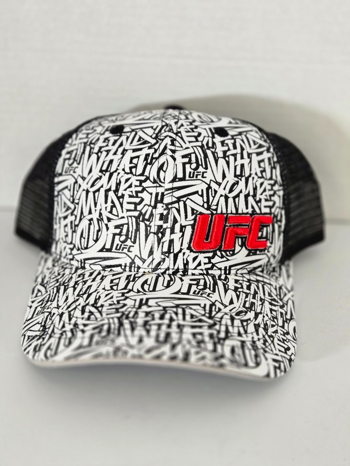 UFC Snapback Trucker Hat Adjustable Black White Graffiti Print - New | eBay