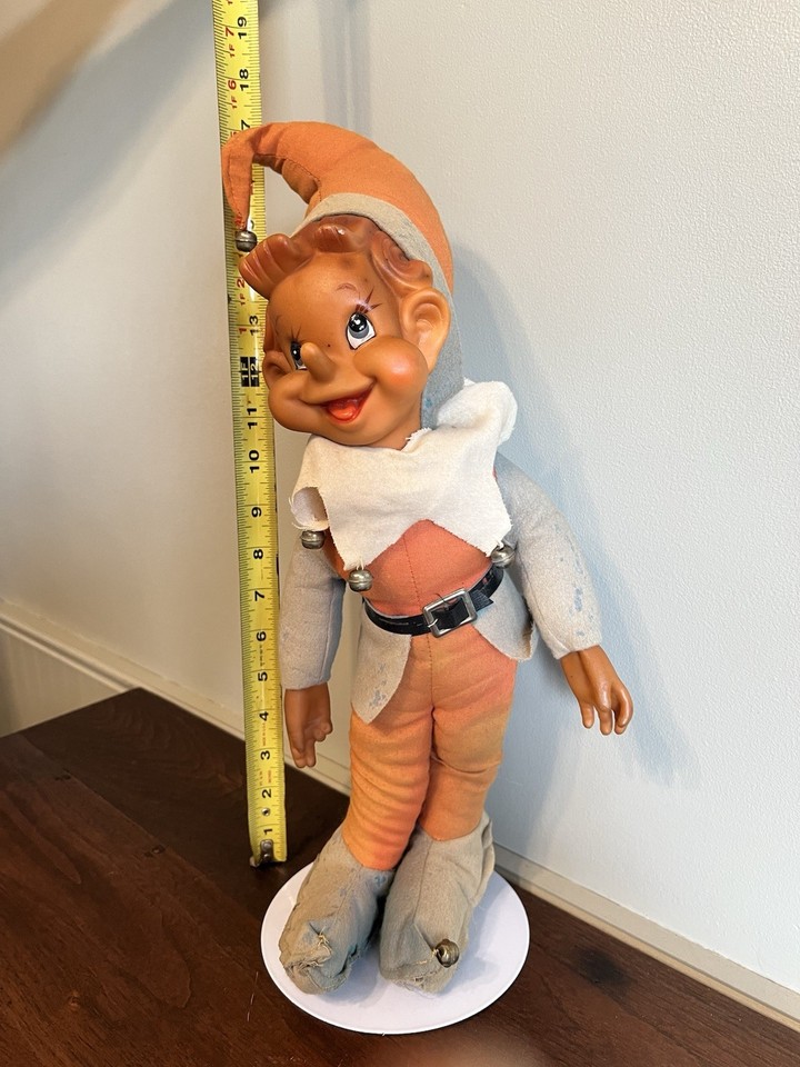 Vintage Rushton Rubber Face Plush Christmas Elf Pixie 17 Inches All ...