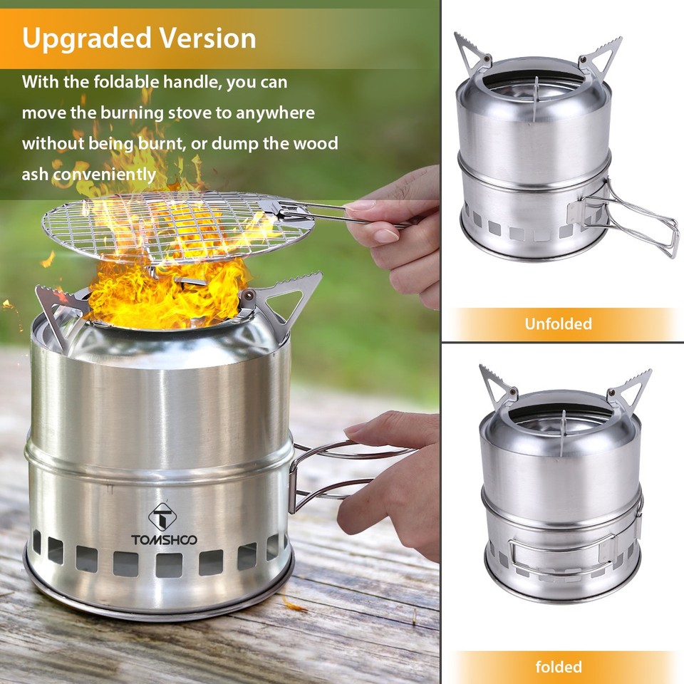 Outdoor Camping Wood-burning Stove Backpacking Portable Survival BBQ ...