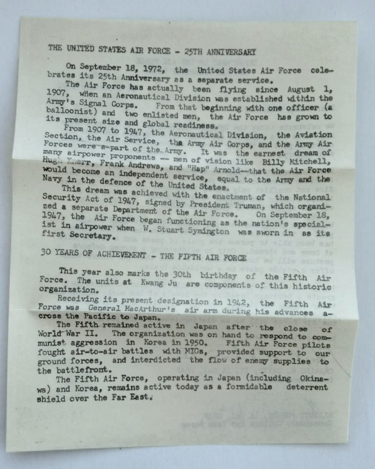 KWANG JU AIR FORCE BASE KOREA 1972 FLOWN COVER LETTER COLD WAR EC-121 AIRCRAFT | eBay