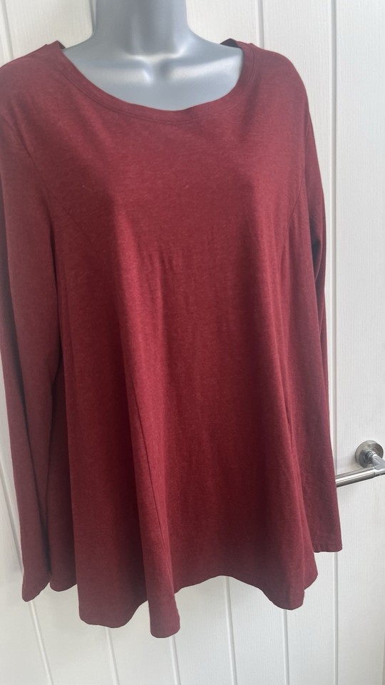 Peruvian Connection Dark Red Pima Cotton Long Sleeve Top Size M/L | eBay