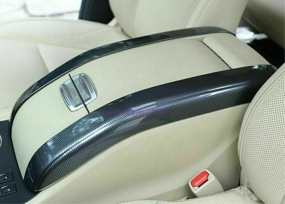Carbon Fiber Armrest Box Panel Cover Trim Strips For Toyota Highlander ...