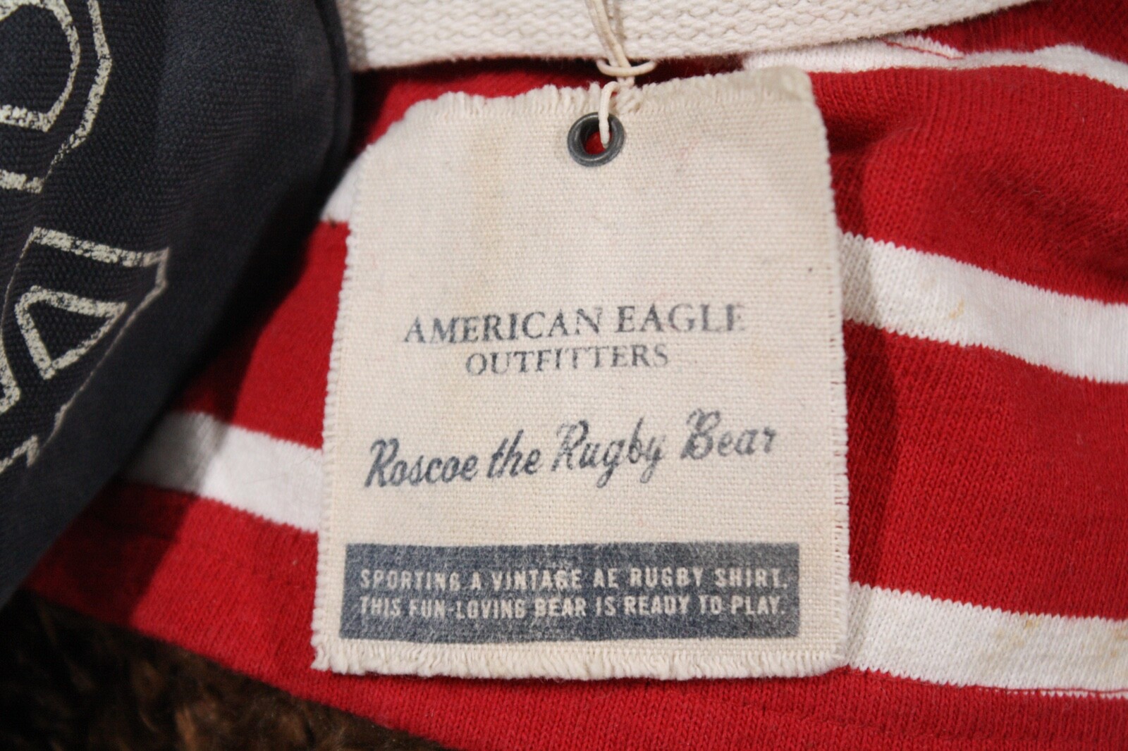 RARE! GUND AMERICAN EAGLE OUTFITTERS ROSCOE THE RUGBY BEAR 19" TALL W ...