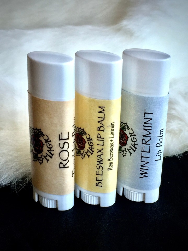 Lip Balm Gift Set | Rose, Wintermint & Beeswax Lip Balms | Organic, 3 ...