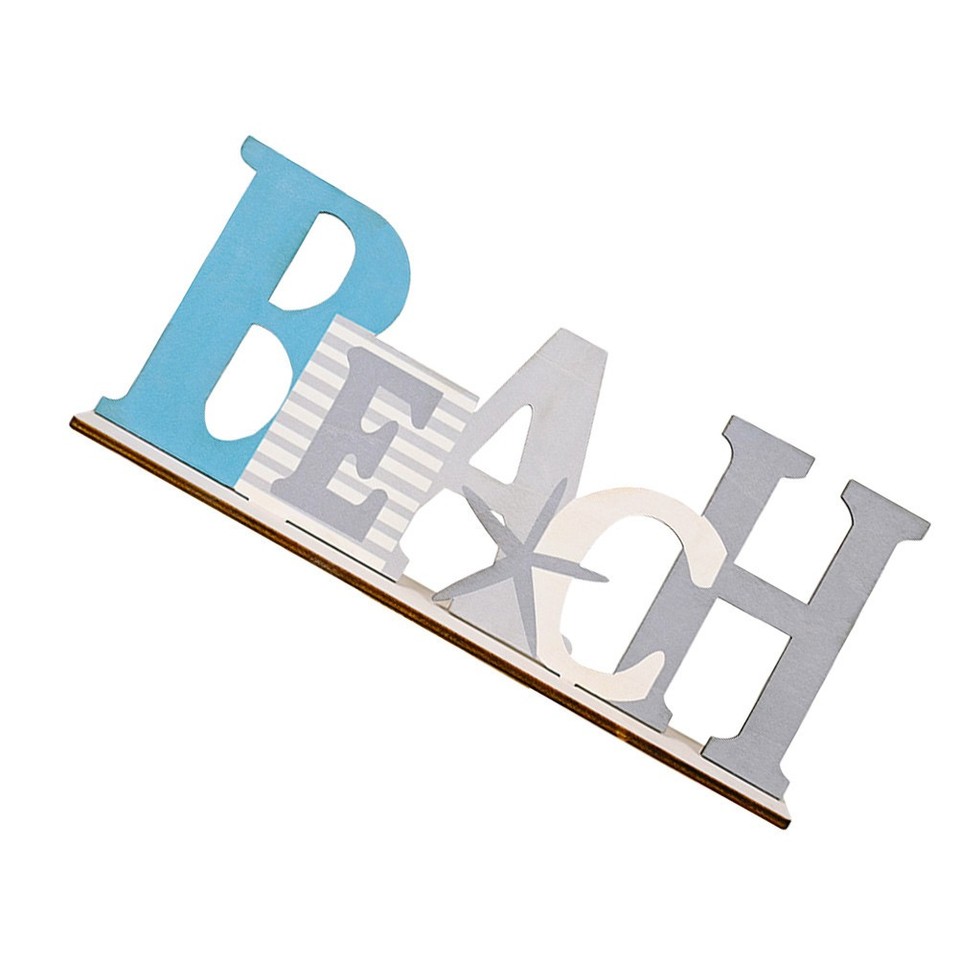 Home Decorations Coastal Table Wooden Adornments Unique Letter Shaped ...