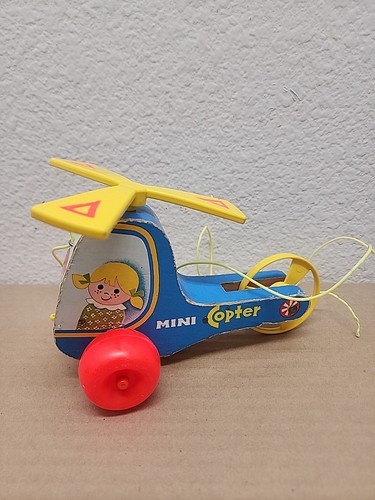 Fisher Price Mini Copter Wooden Helicopter Pull Toy 1970 #448 Vintage ...