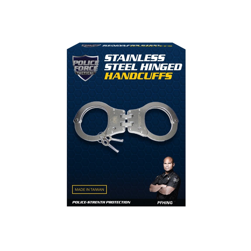 Hinged Stainless Steel NIJ Handcuffs Police Security Durable Locking ...