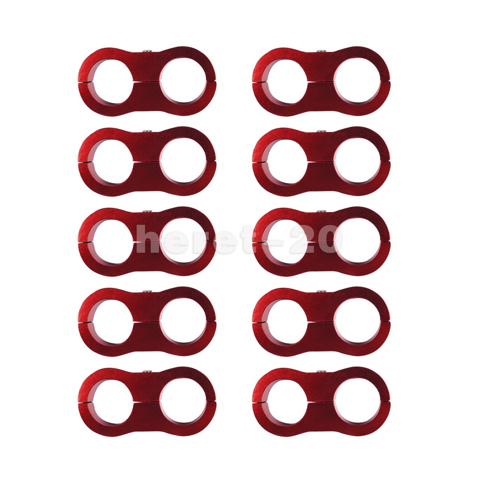 10Pcs Red AN8 Hose Separator Clamp Bracket Adapter 8AN Oil Fuel Hose ...
